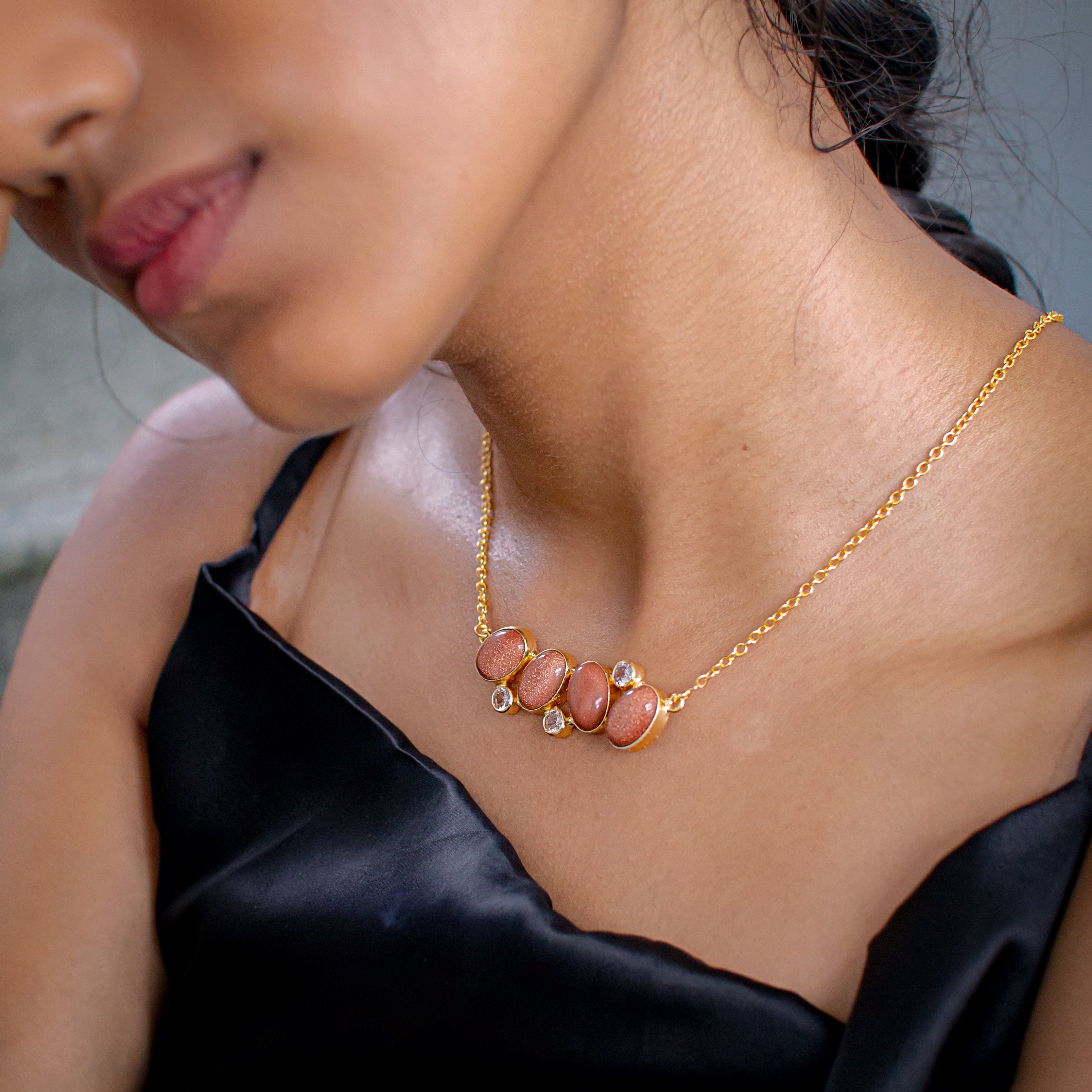 Minimalist Statement Stone Necklace - AS100739 – Zilmor