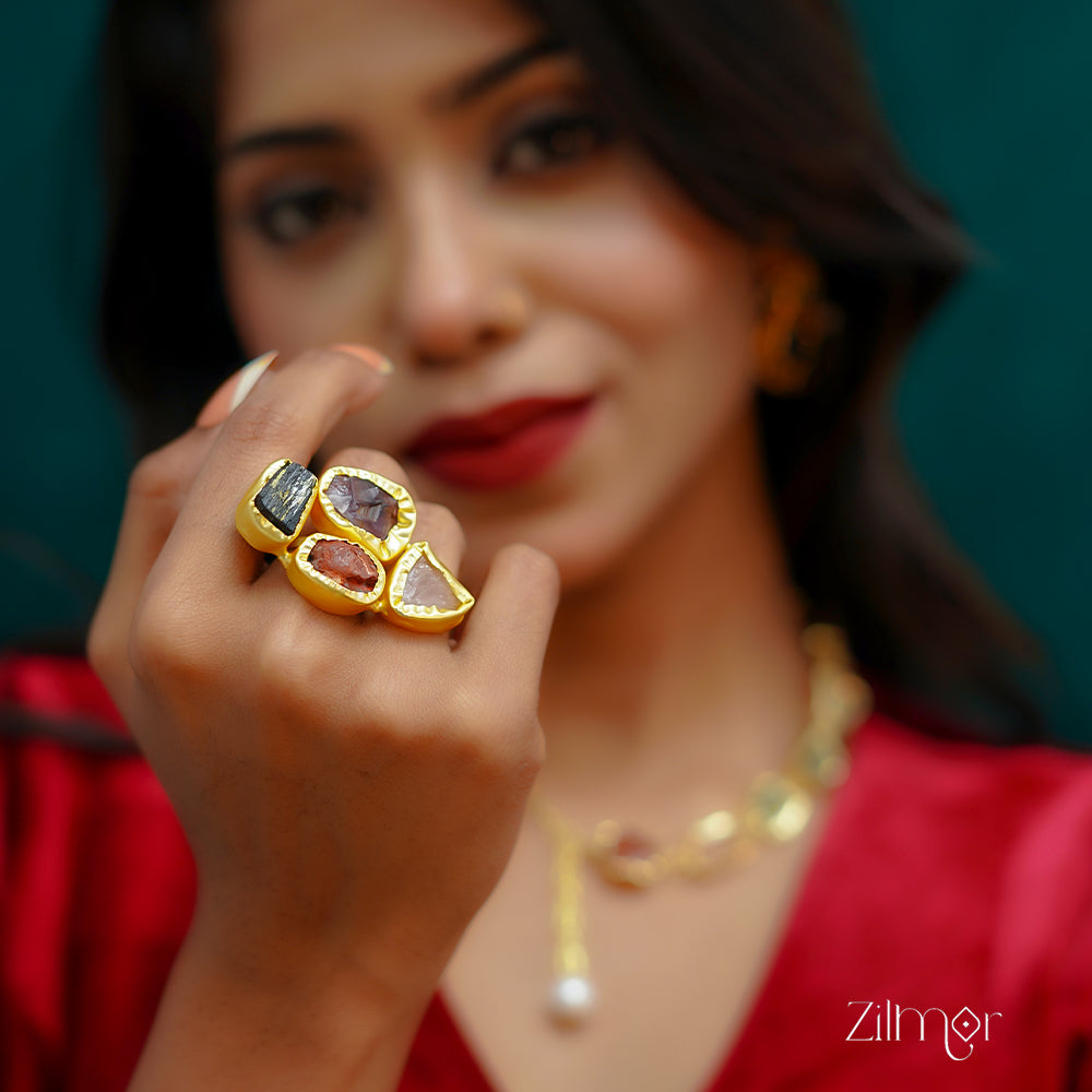 ZA1011443 - Natural Raw Stone Adjustable Ring – Zilmor