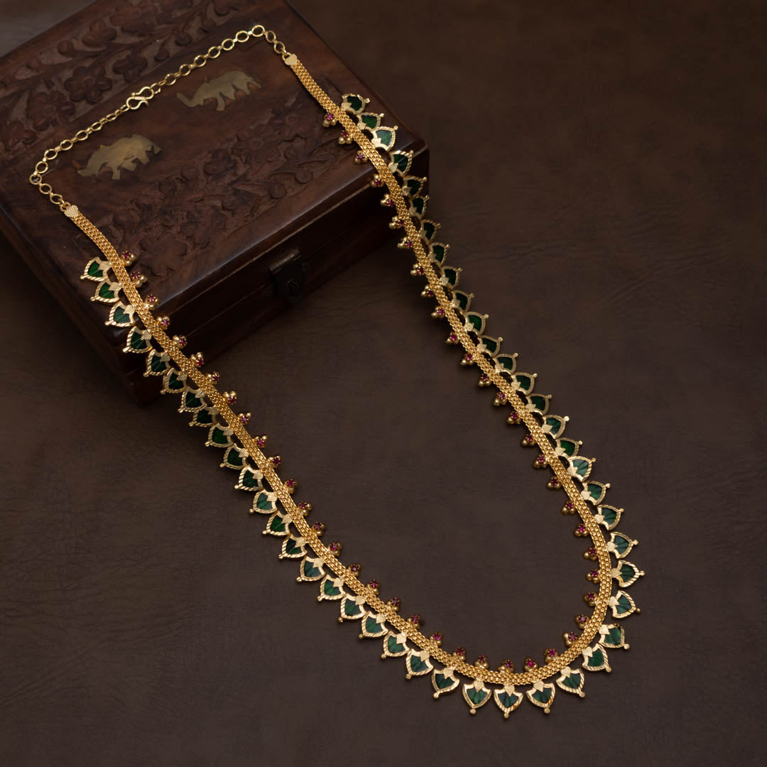 Gold tone Long palakka Haram Necklace (color option) – Zilmor