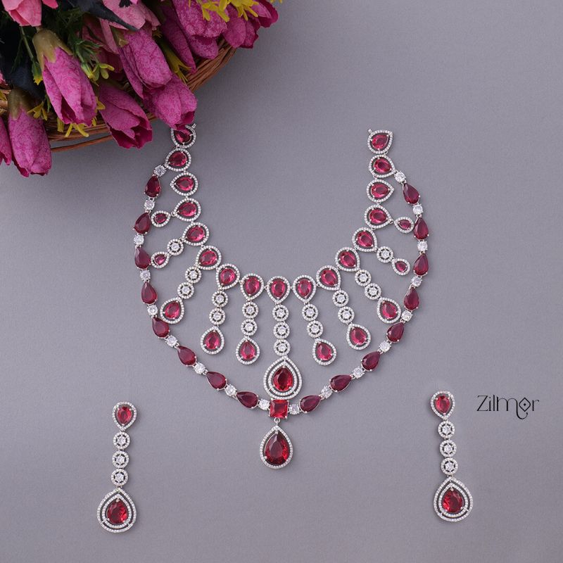 KH101084 Bridal AD Necklace Earrings Jewellery Set Zilmor